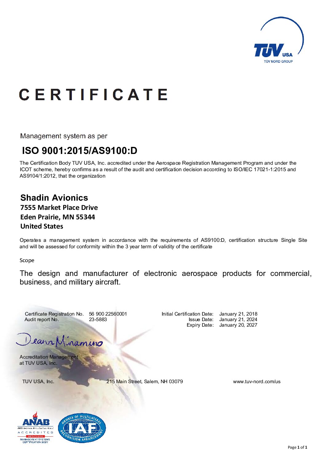 AS9100D-Cert | Shadin Avionics